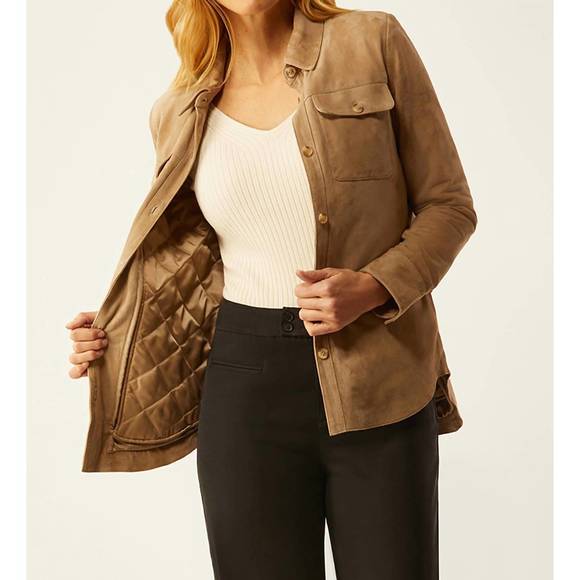 ecru | Jackets & Coats | New Ecru Suede Shirt Jacket With Zip Out Liner ...